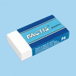 Box of 6 P6 erasers with cardboard sleeve and individually wrapped • FACTIS